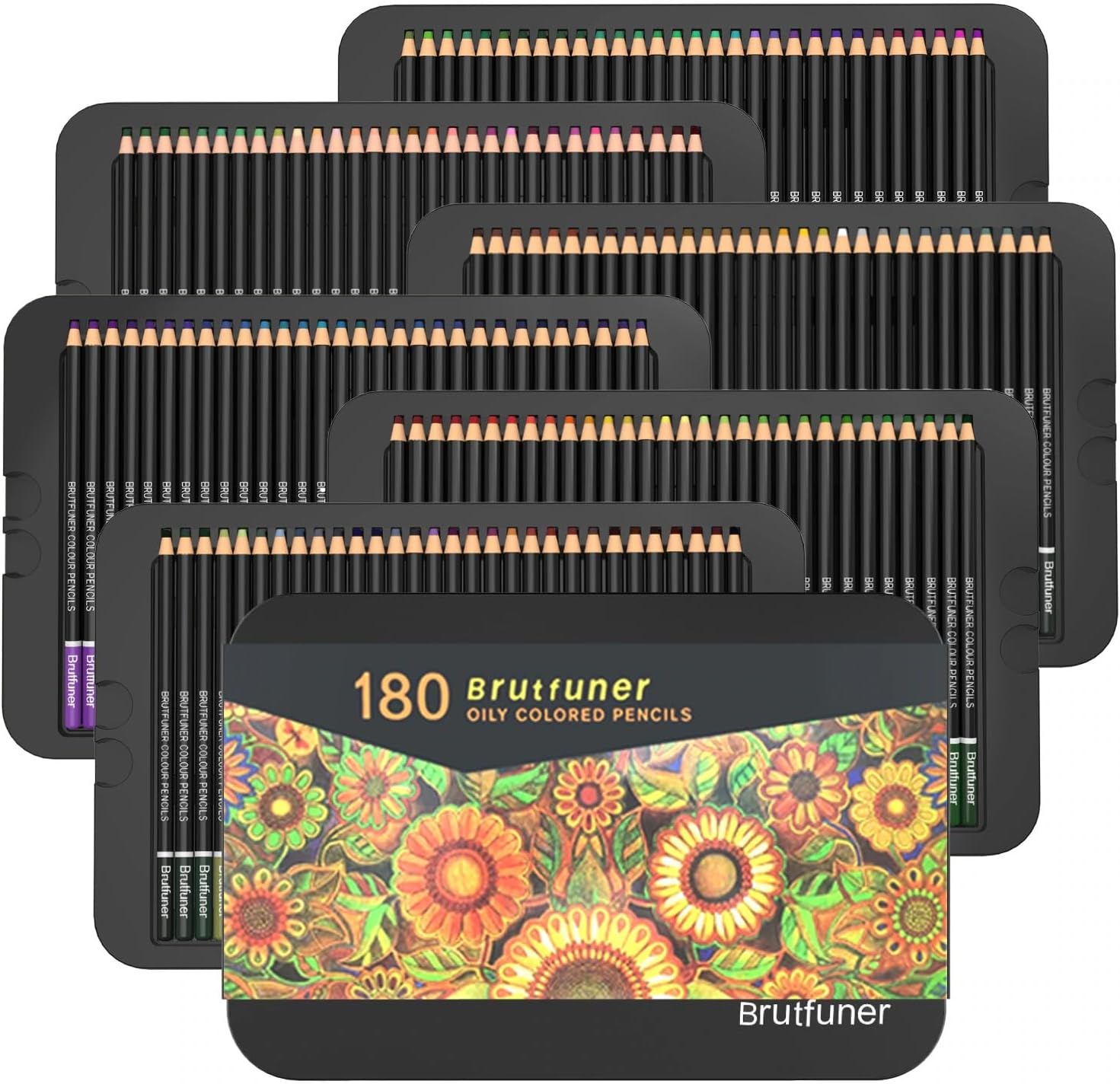 Professional Coloured Pencils, Set of 180 Colours in a Tin Box ...