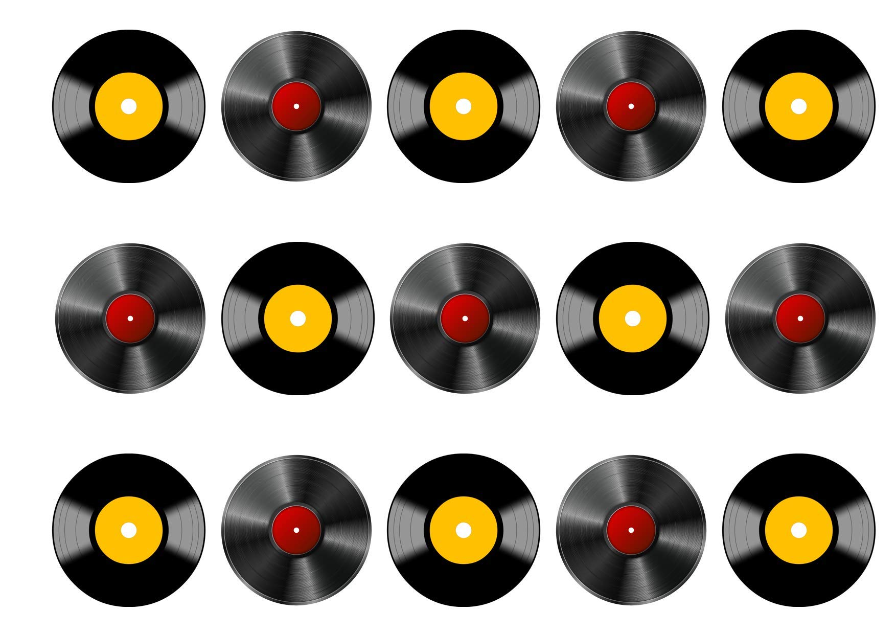 LP Music Record Edible Cupcake Icing, Wafer or Wafer Card 15 x 2 inch ...