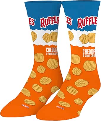 Amazon.com: Cool Socks, Men's Funny Graphic Novelty Sock, Ruffles Flavors Chips, Adult Large ...