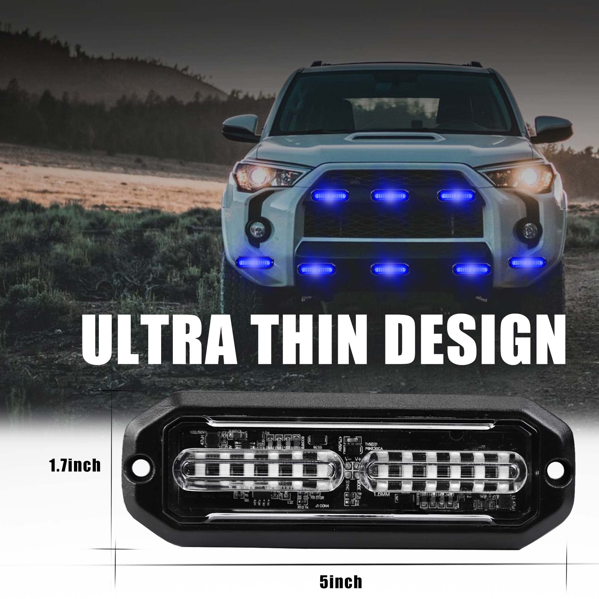 Snapklik.com : 8pcs 12 LED Surface Mount Strobe Lights, Firefighter ...