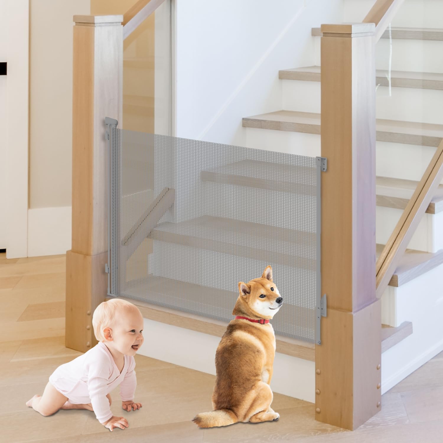 Amazon.com: Finnhomy Retractable Baby Gate, Extends up to 55" Wide ...