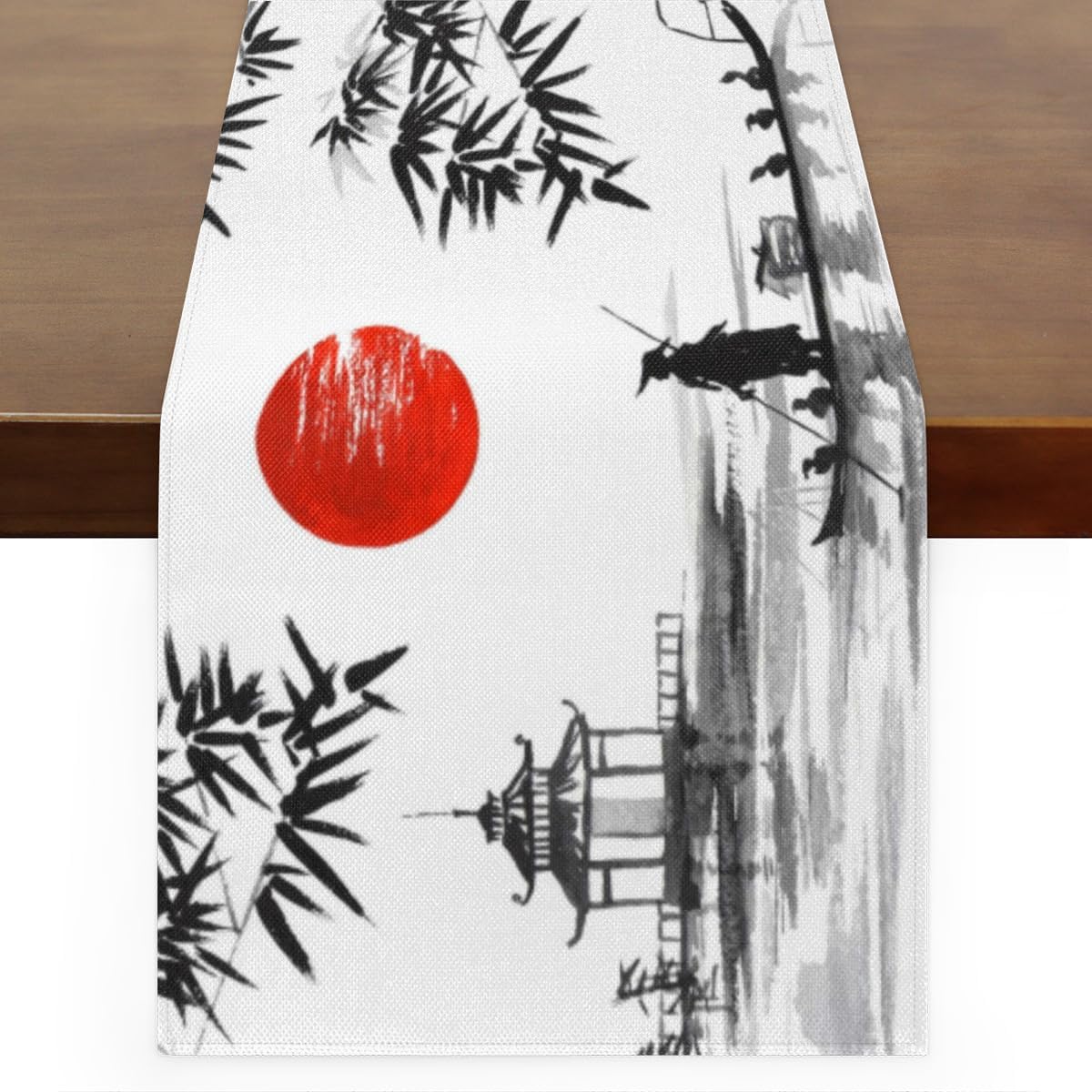 Amazon.com: Art Japanese Painting Table Runner Linen Style 13x48 Inches ...