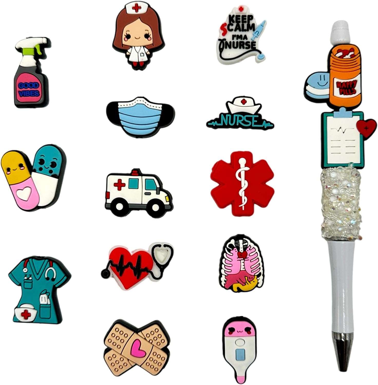 Amazon.com: 15PCS Nurse Themed Focal Silicone Beads, Medical Doctor ...