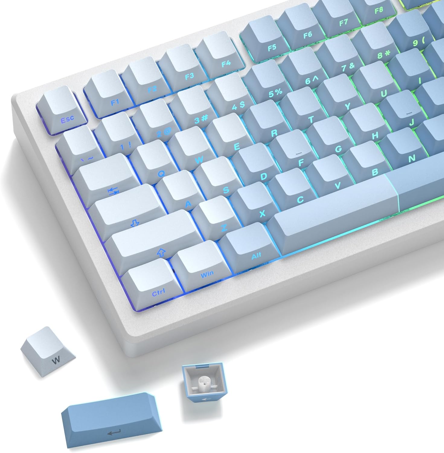 Amazon.com: dagaladoo Blue PBT keycap Set,Shine Through keycap 75 ...