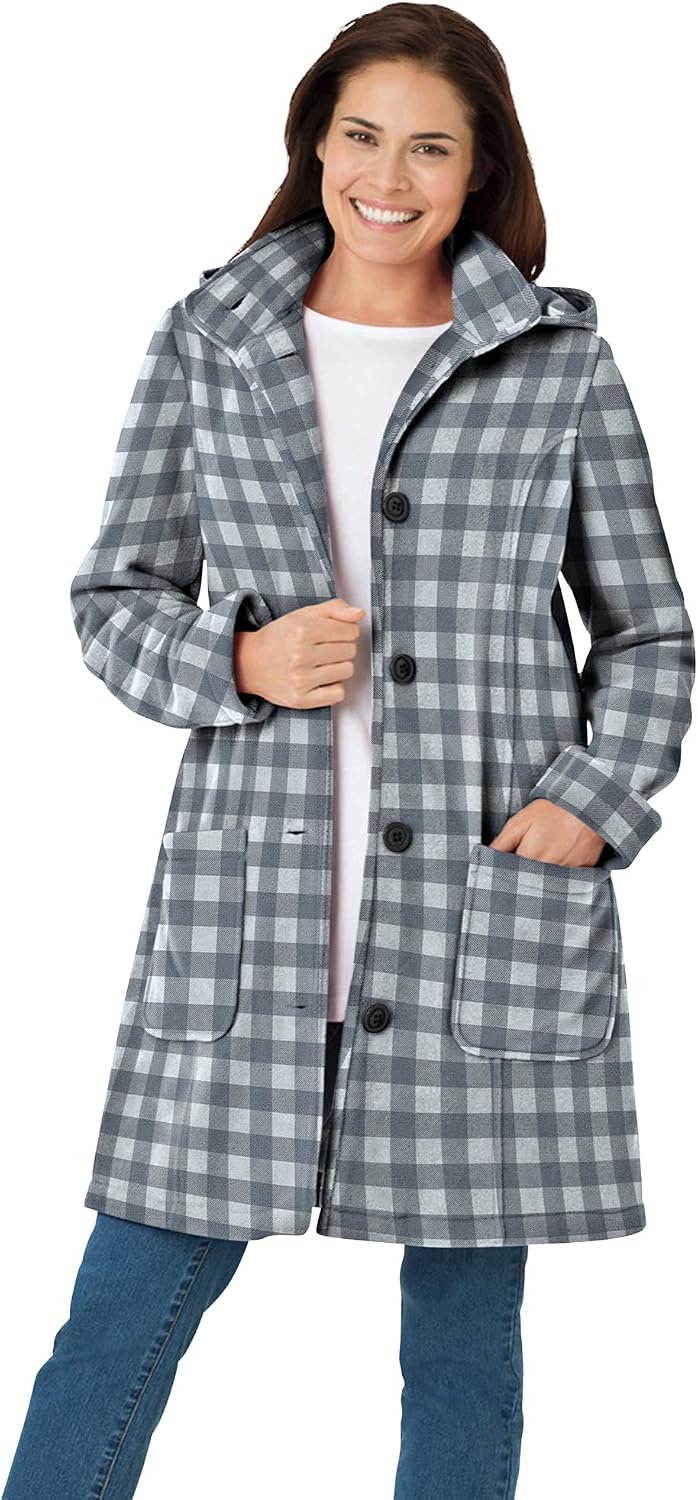 Woman Within Women's Plus Size Hooded A-Line Fleece Coat - 28 W ...