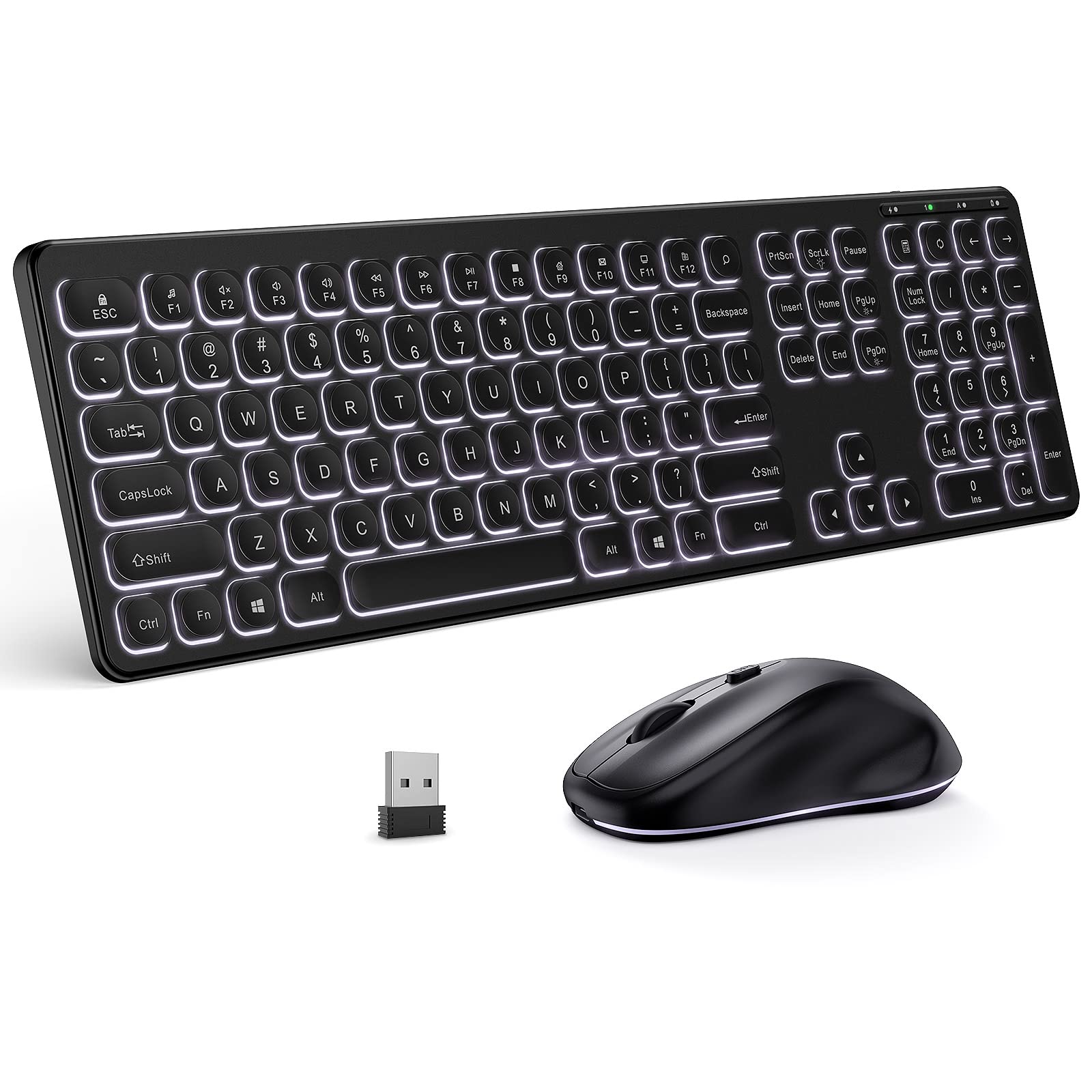 Buy Backlit Wireless Keyboard and Mouse Combo, Compact Full Size 2.4G ...