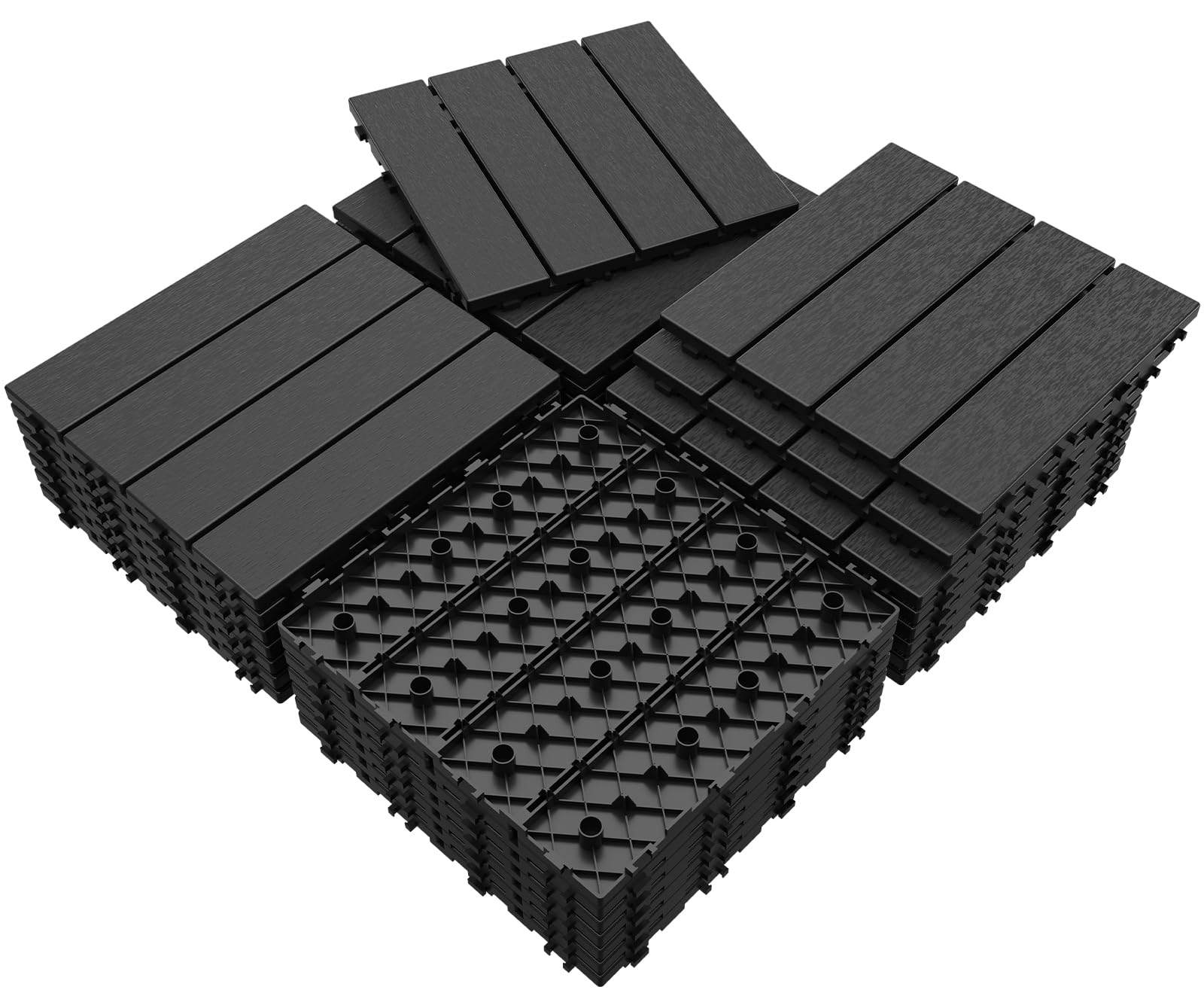 Plastic Interlocking Deck Tiles,36 Pack,12"x12" Waterproof Outdoor ...