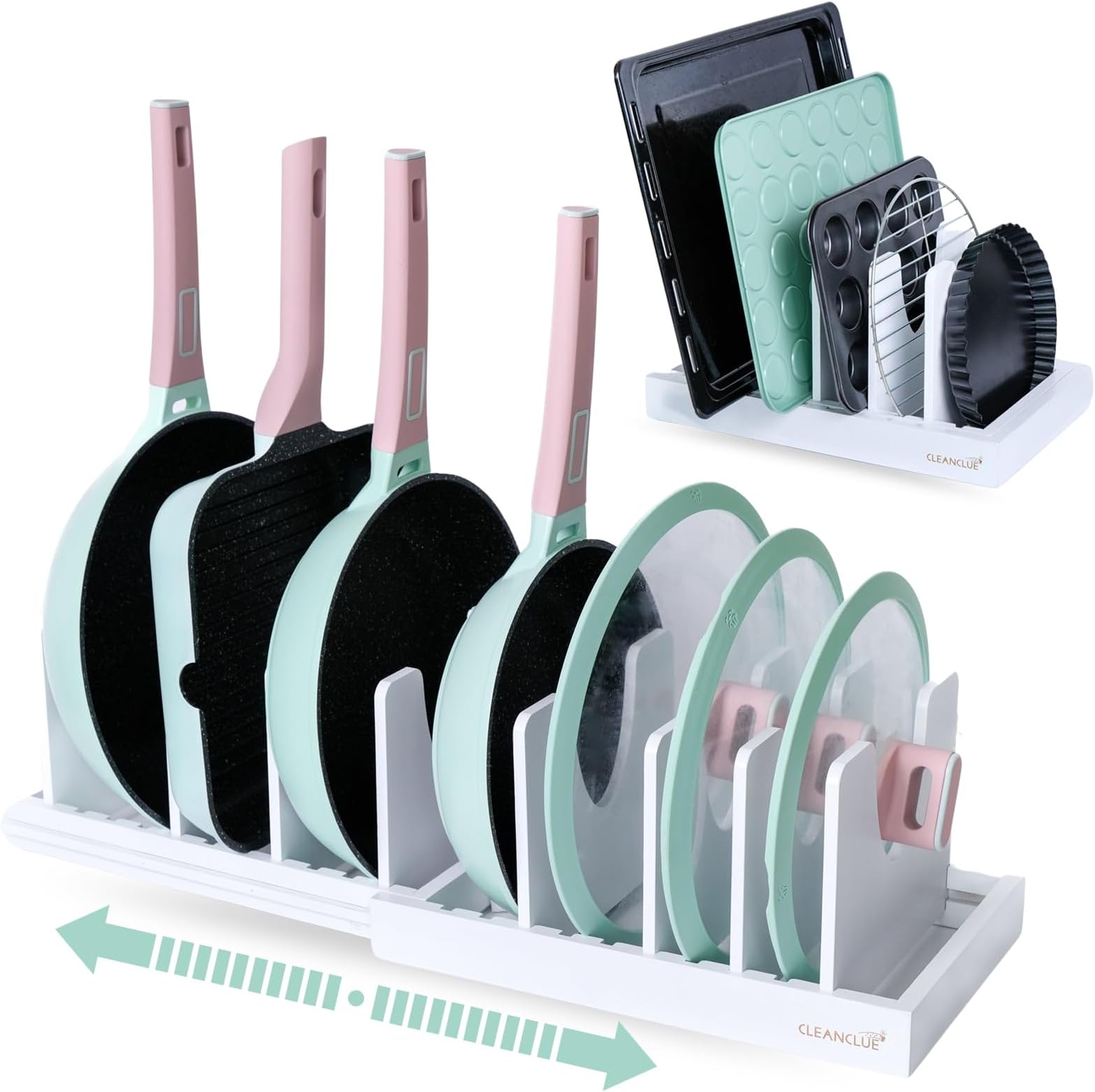 Amazon.com - CLEANCLUE Bamboo Pot and Pan Organizers for Kitchen ...