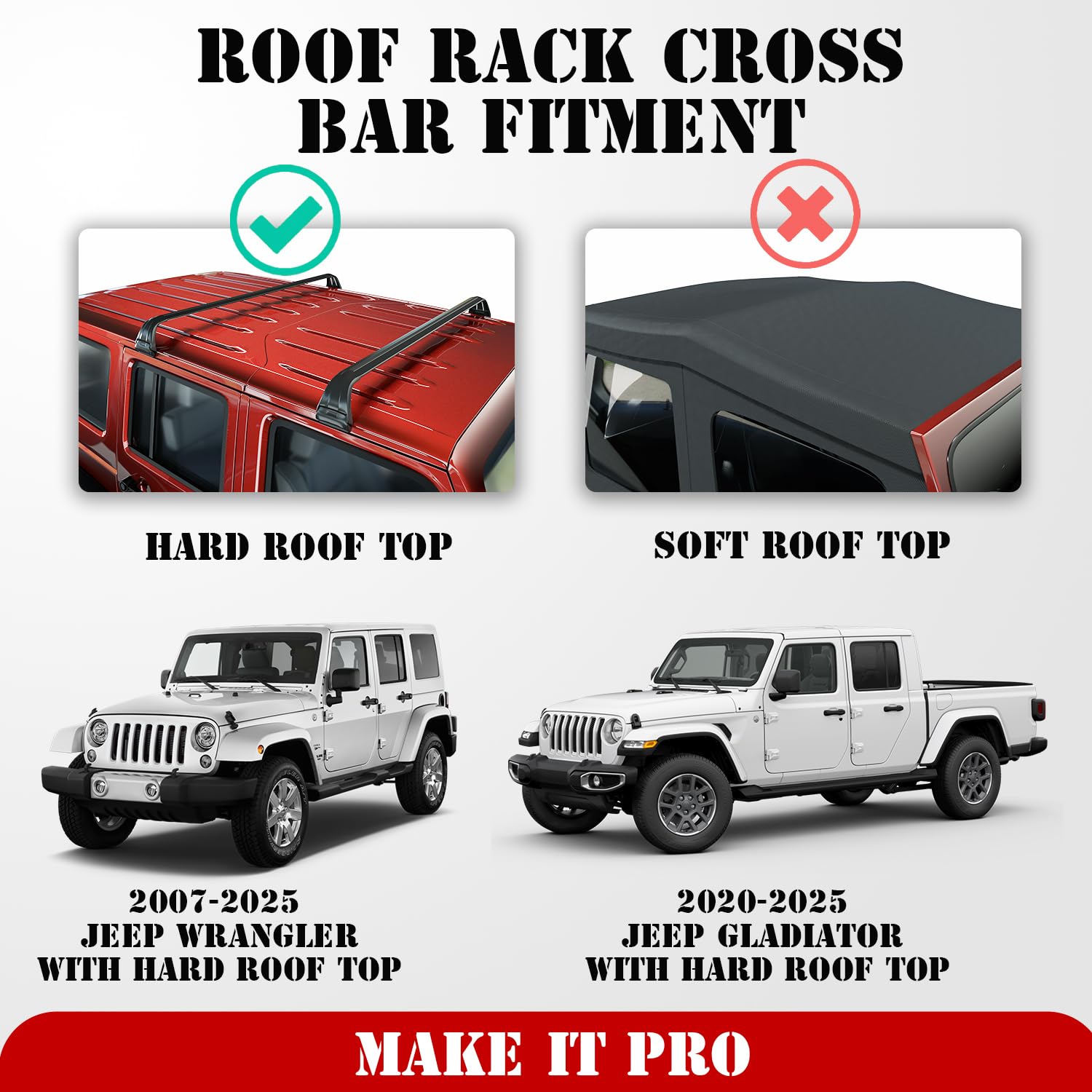Snapklik.com : KitsPro 260lb Roof Rack Cross Bars For 2007-2025 Jeep ...