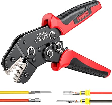 YUWEIC Ratcheting Wire Crimping Tool for AWG 24-16 Open Barrel ...