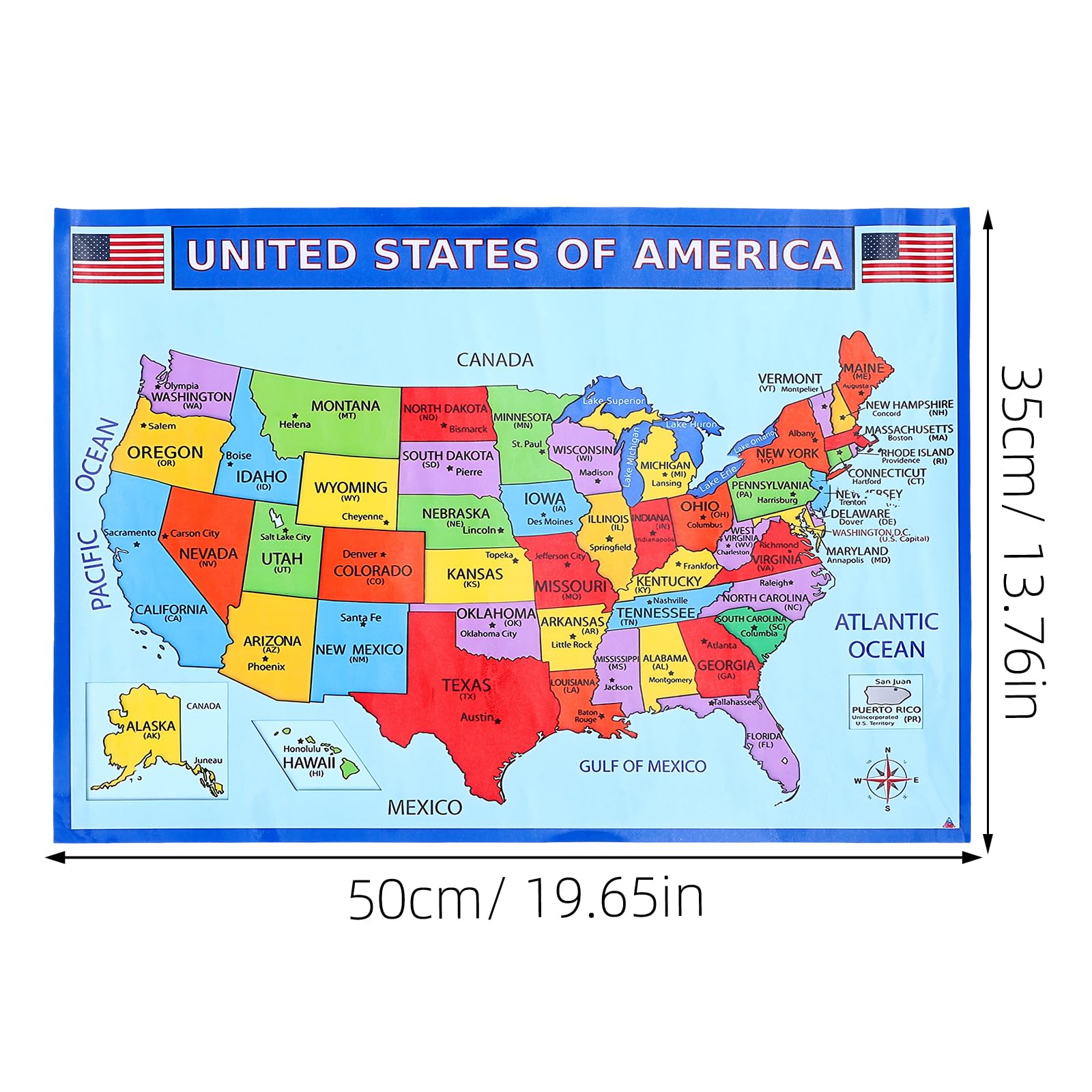 Tofficu 2pcs Wear Resistant Usa Map Poster Engaging Geography Wall ...