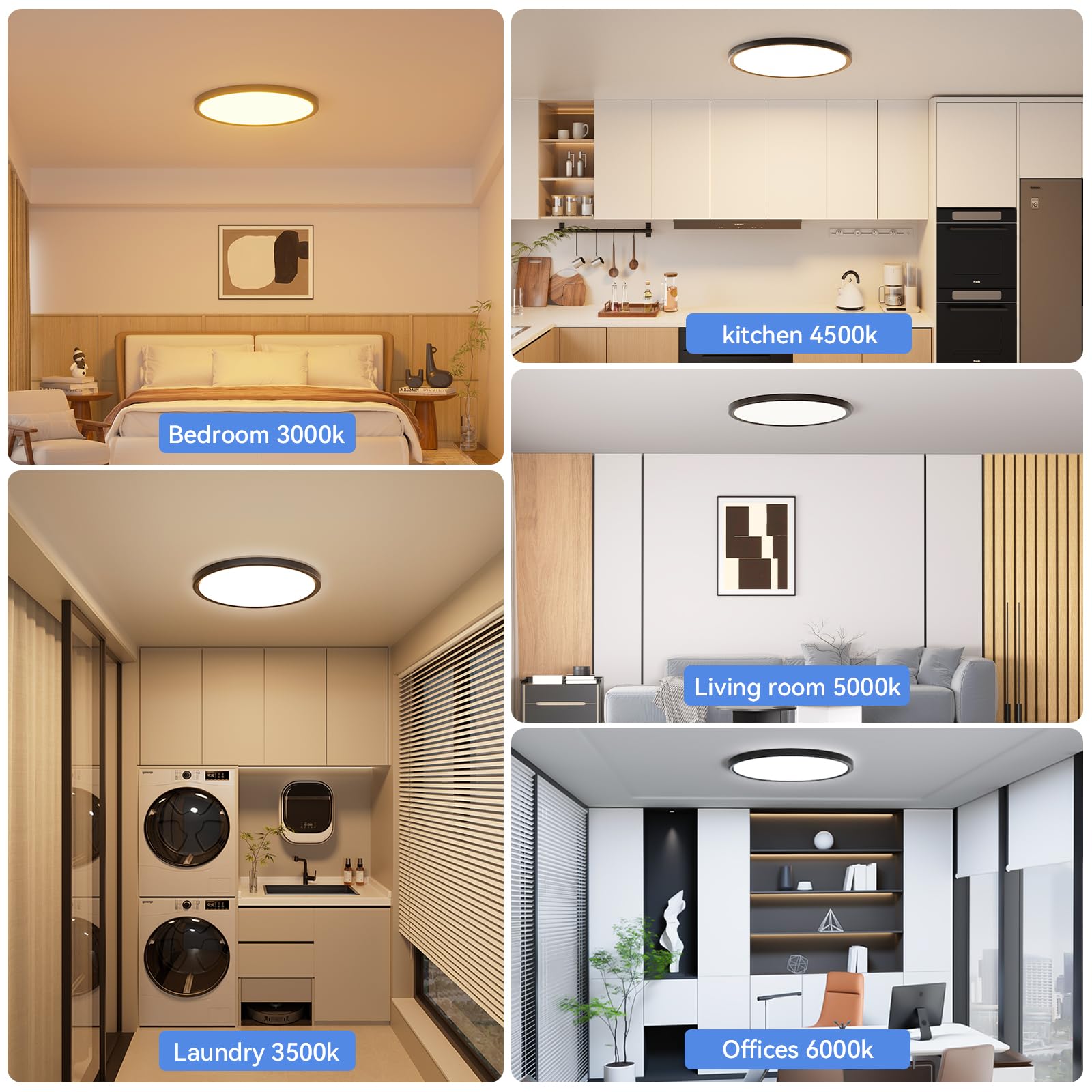 Snapklik.com : 2 Pack 12 Inch Dimmable LED Flush Mount Ceiling Light ...