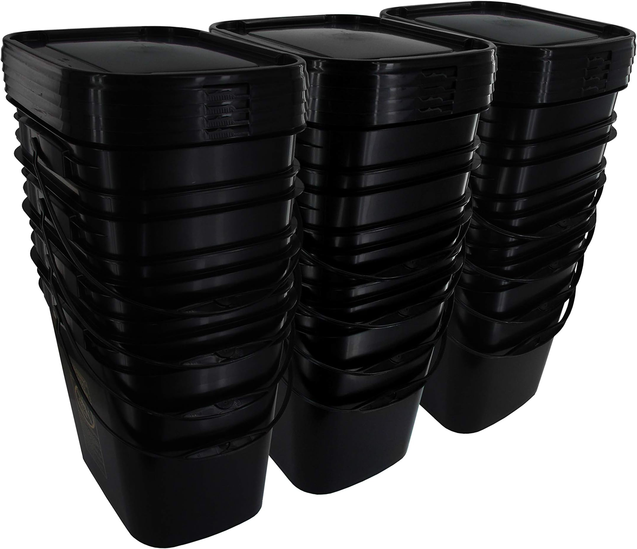 Amazon.com: Black Rectangular Bucket 5.3-Gallon Bucket with Black Snap ...