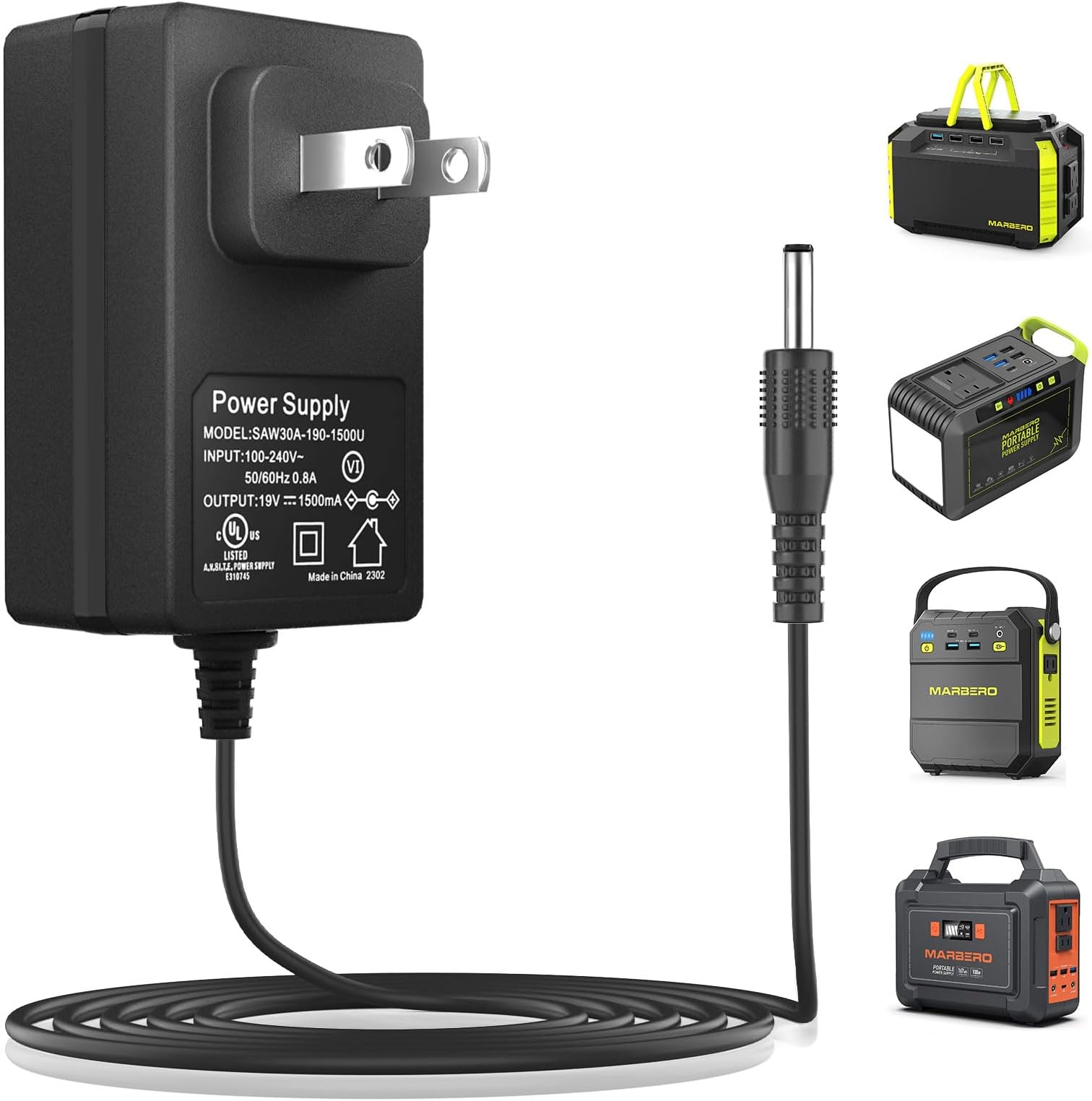 Amazon.com: MARBERO 19V AC/DC Adapter Power Cord Power Supply Plug ...