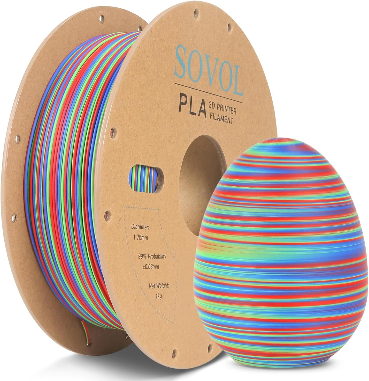 Sovol Matte PLA Filament Rotated Tri Color Co-Extrusion 1.75mm, Fast ...
