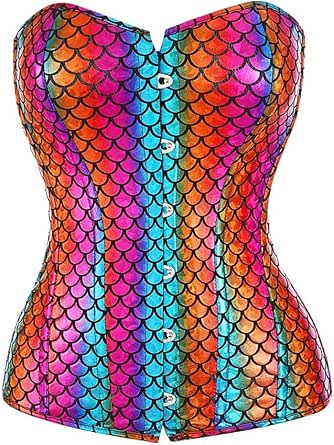 Creaght Mermaid Corset Sparkly Bustier Beach Fish Scale Top Party Club ...