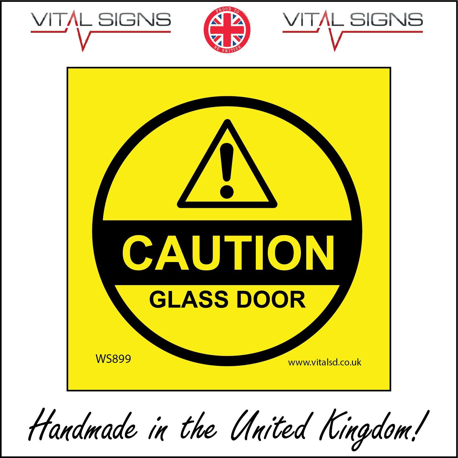 WS899 Caution Glass Door Warning Safety Opening Shatter Fragile Danger ...