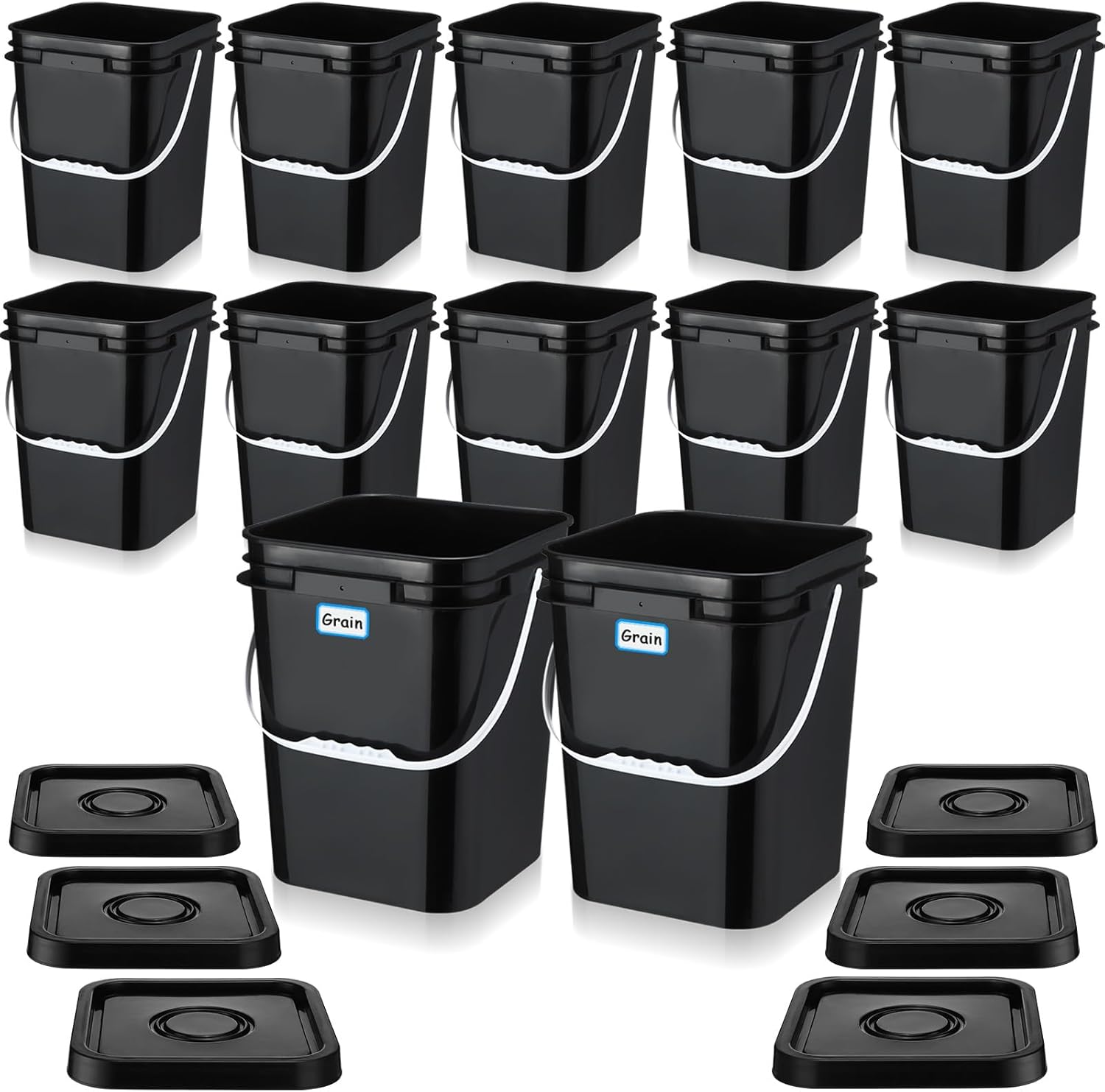 Amazon.com: Vesici 12 Pcs 5 Gallon Square Bucket Pail with Plastic ...