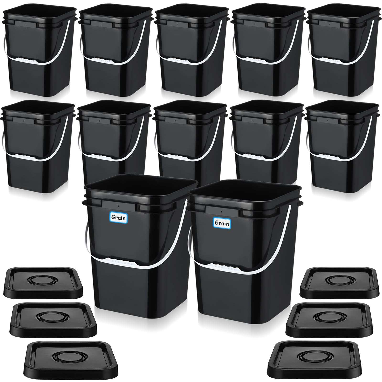 Snapklik.com : Vesici 12 Pcs Black 5 Gallon Square Bucket Pail
