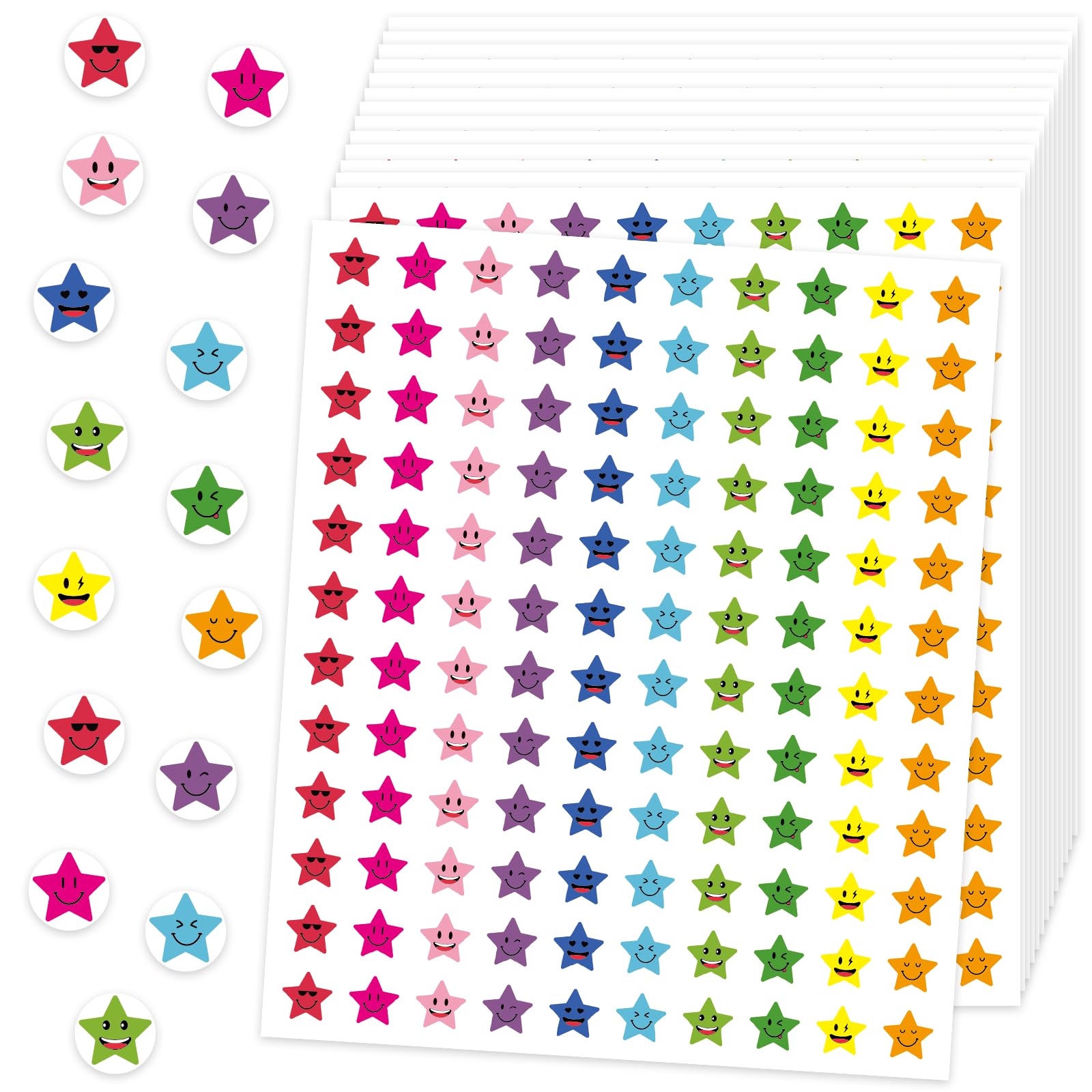 Snapklik.com : 6000 Pieces Happy Face Star Stickers, Small Smile Star ...