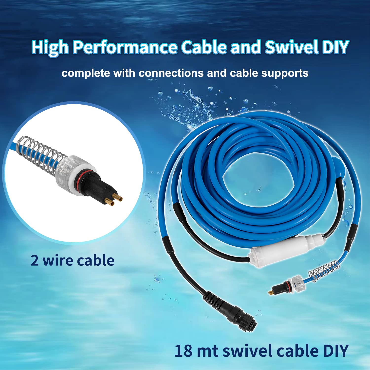 9995861 Cable and Swivel DIY -2 Wire - for Dolphin Robotic Pool ...