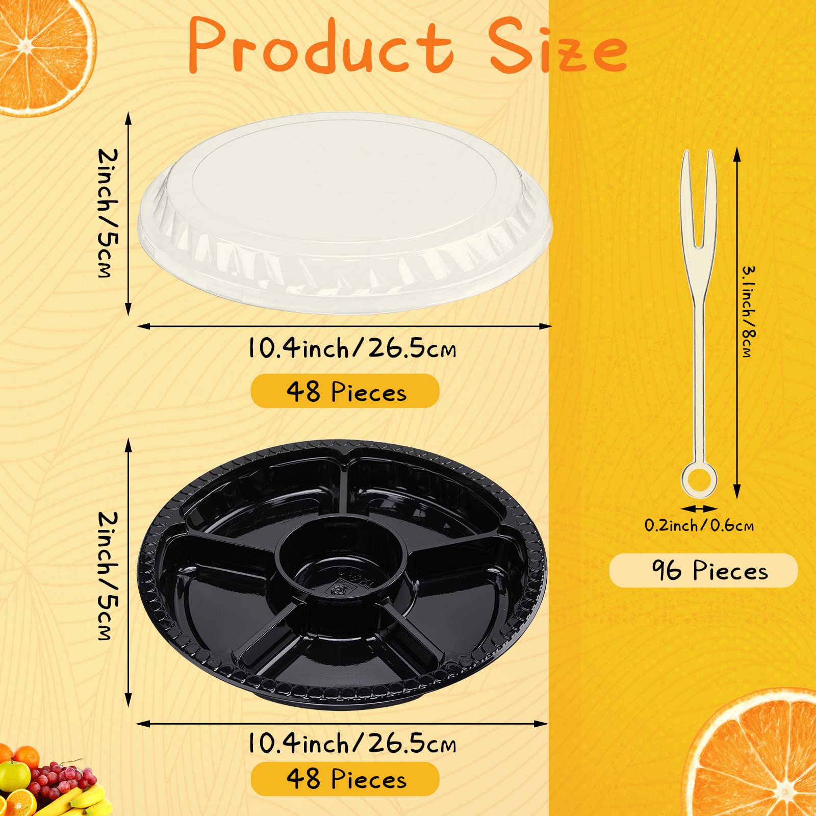Mimorou 48 Pcs Round Plastic Veggie Tray with Lid, Disposable Serving ...