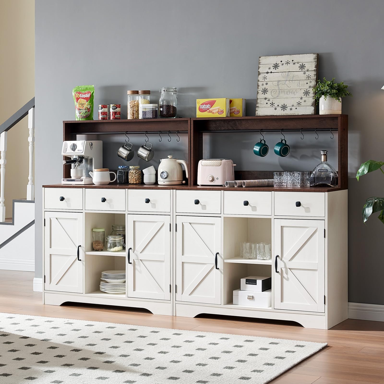 Snapklik.com : Wnutrees 39" Farmhouse Coffee Bar Cabinet
