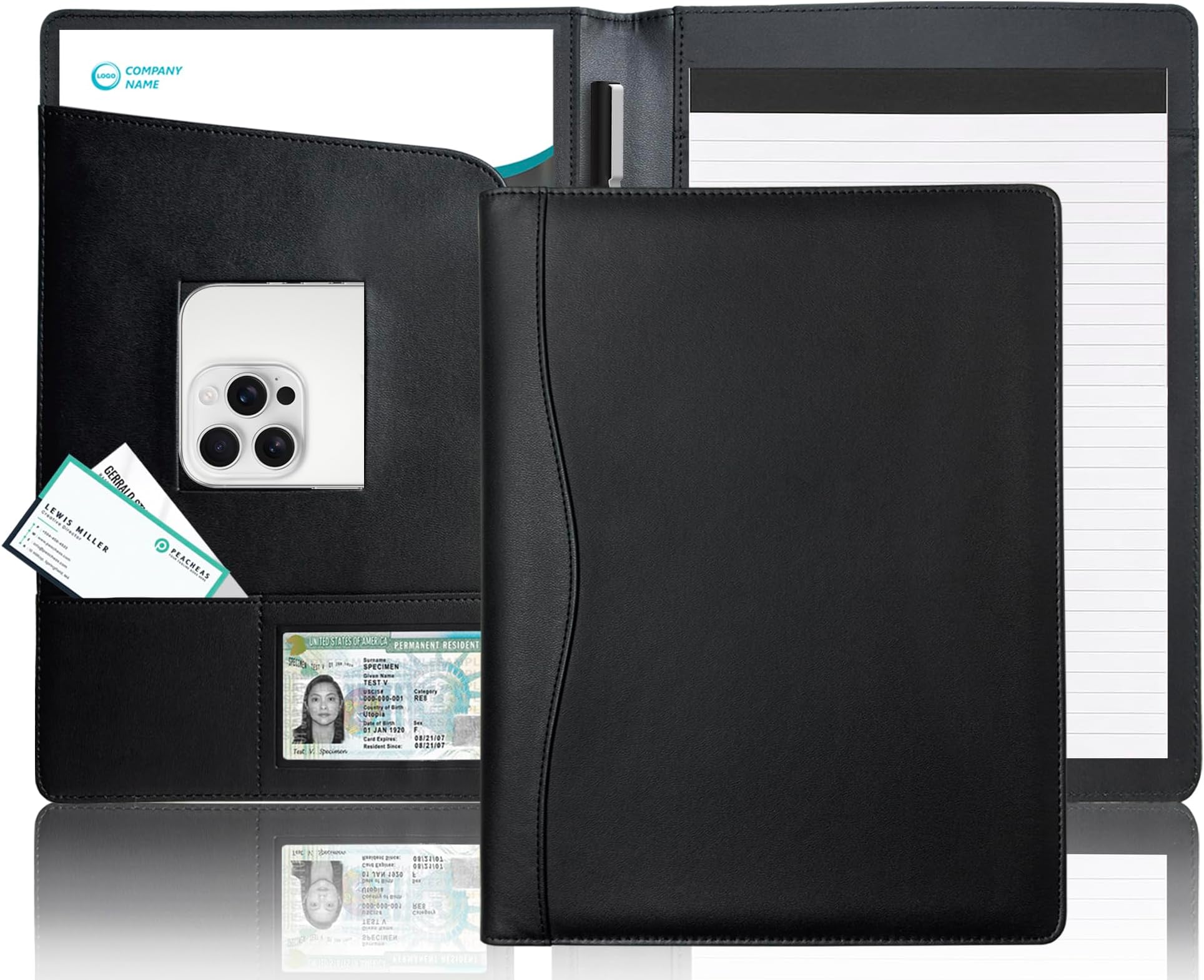 Amazon.com : Padfolio Portfolio Folder PU Leather Binder Interview ...