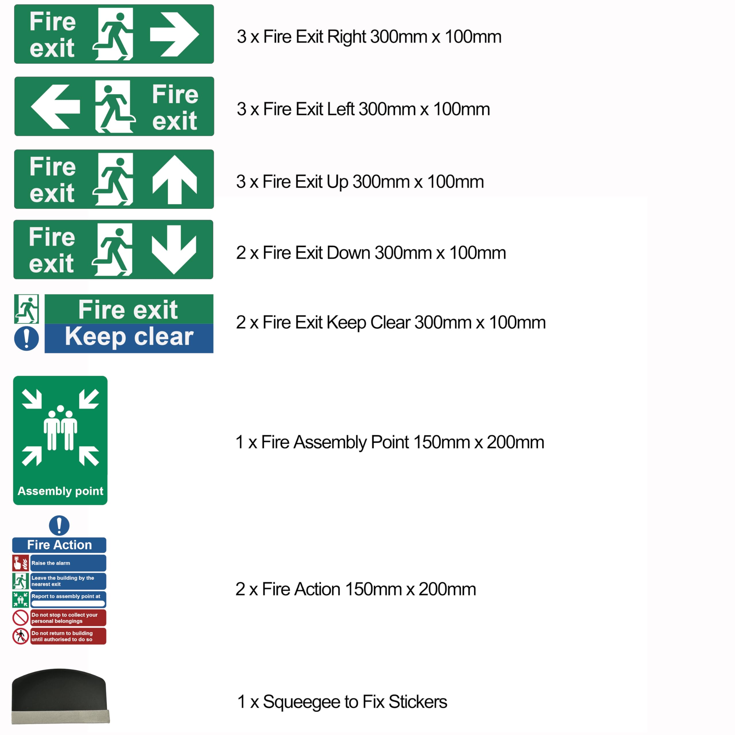 Fire Exit Sign, Fire Signs, Fire Safety Signs, Fire Action Sign 16pcs ...