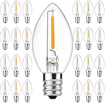 25 Pack C7 LED Night Light Bulbs, C7 Led Christmas Replacement Light ...