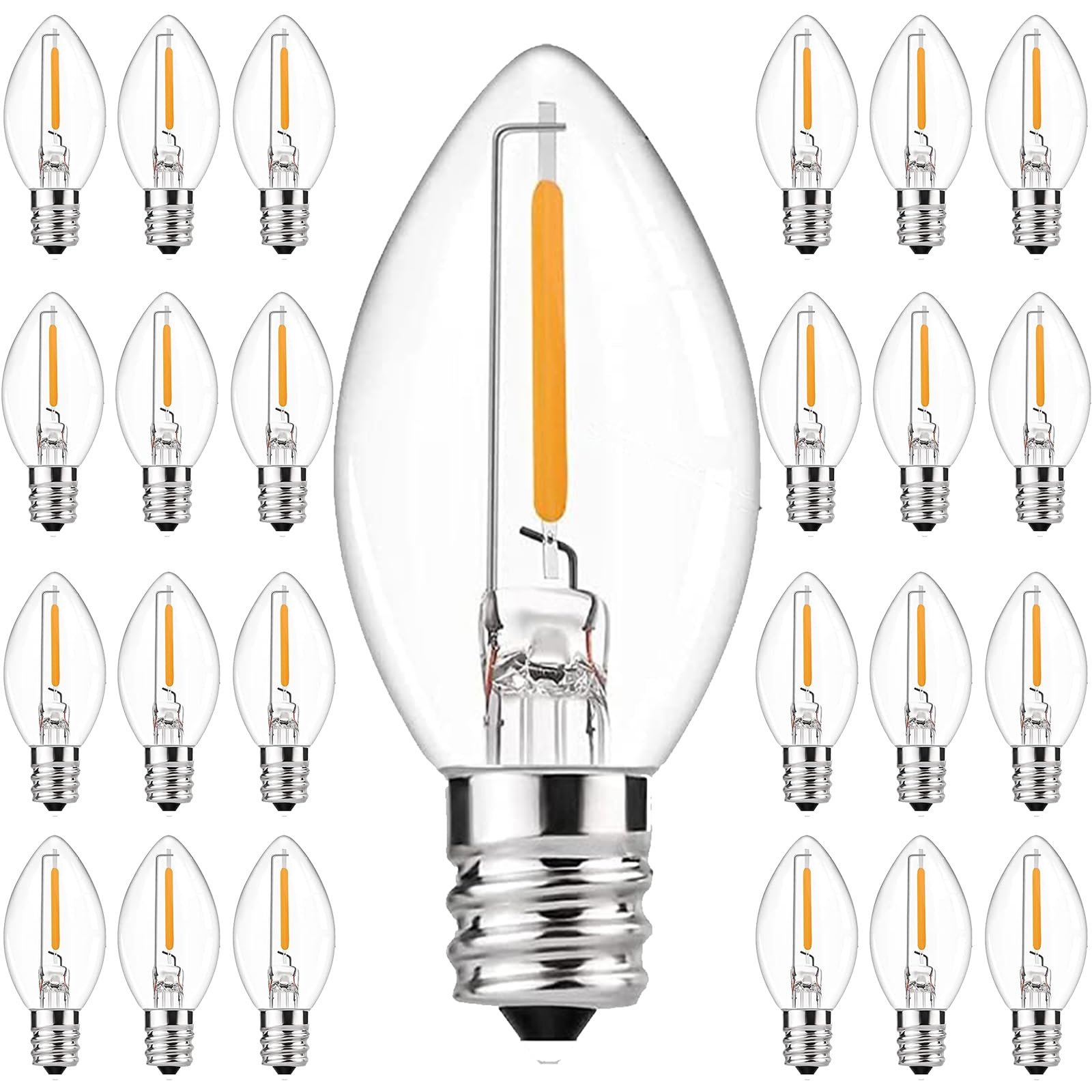 25 Pack C7 LED Night Light Bulbs, C7 Led Christmas Replacement Light ...