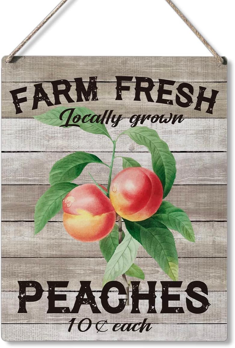 Amazon.com: Peaches Sign Gift Farmhouse Peach Farm Fresh Wooden Hanging ...