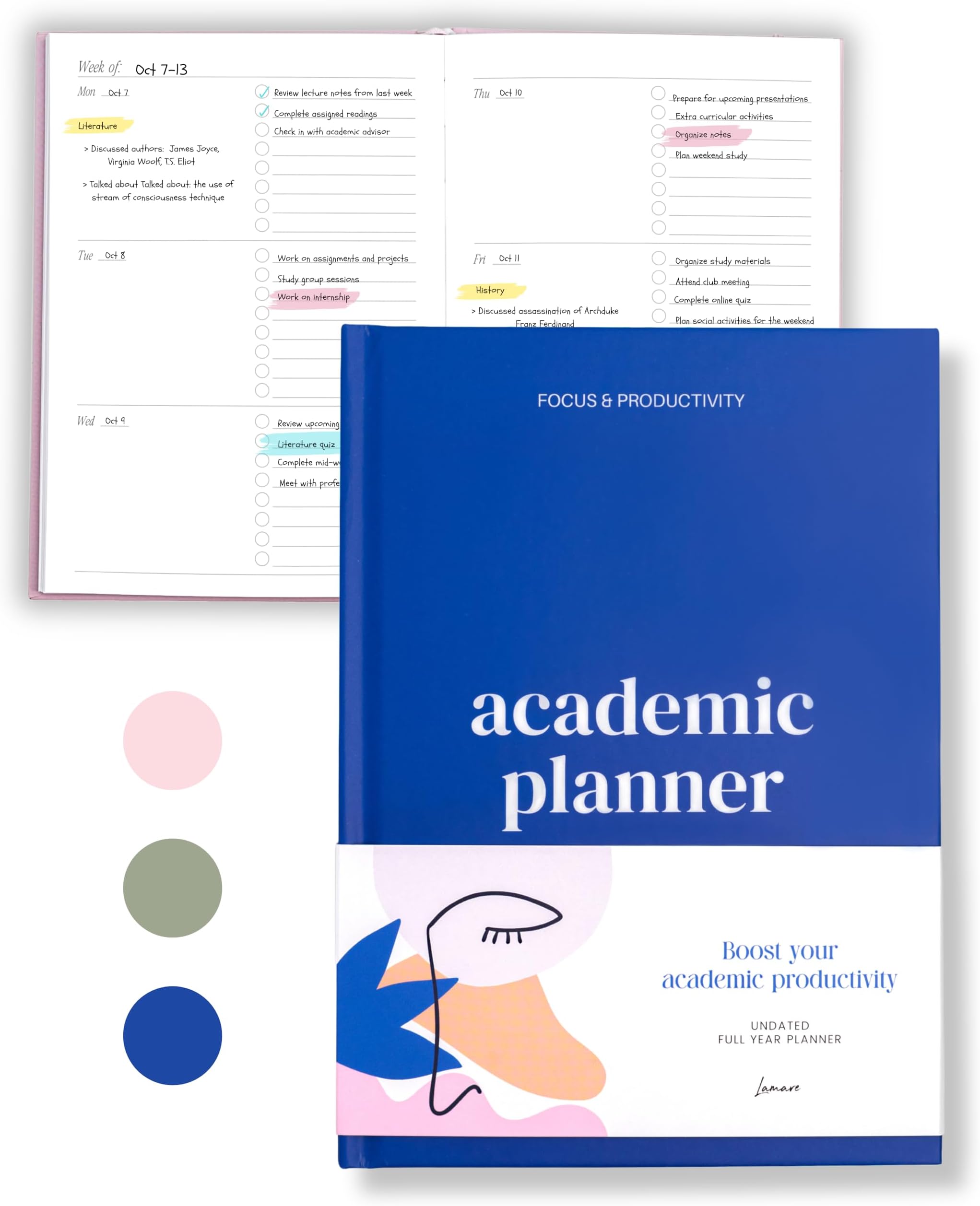 Amazon.com : Lamare Academic Planner 2025-2026 – Undated Weekly College ...