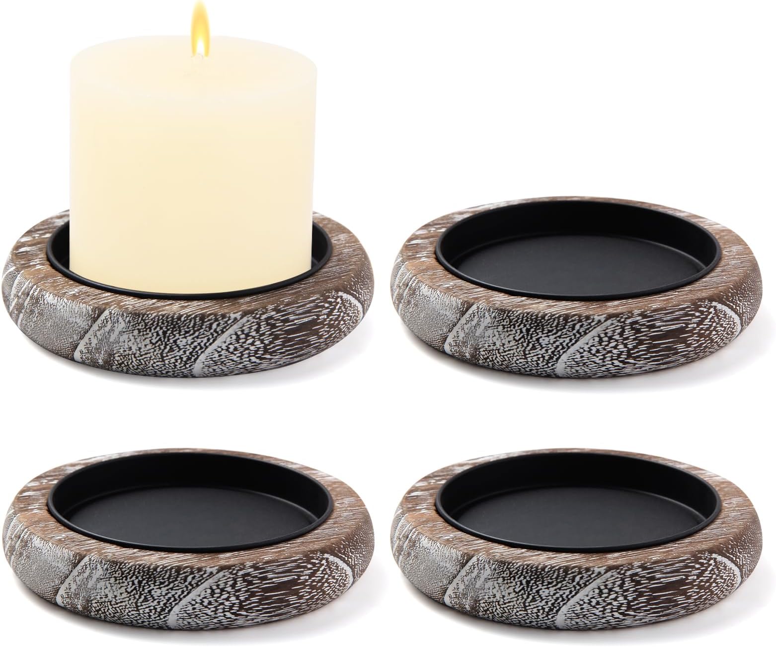 Amazon.com: 2 PCS Wood Candle Tray Farmhouse Decor Wooden Pillar ...