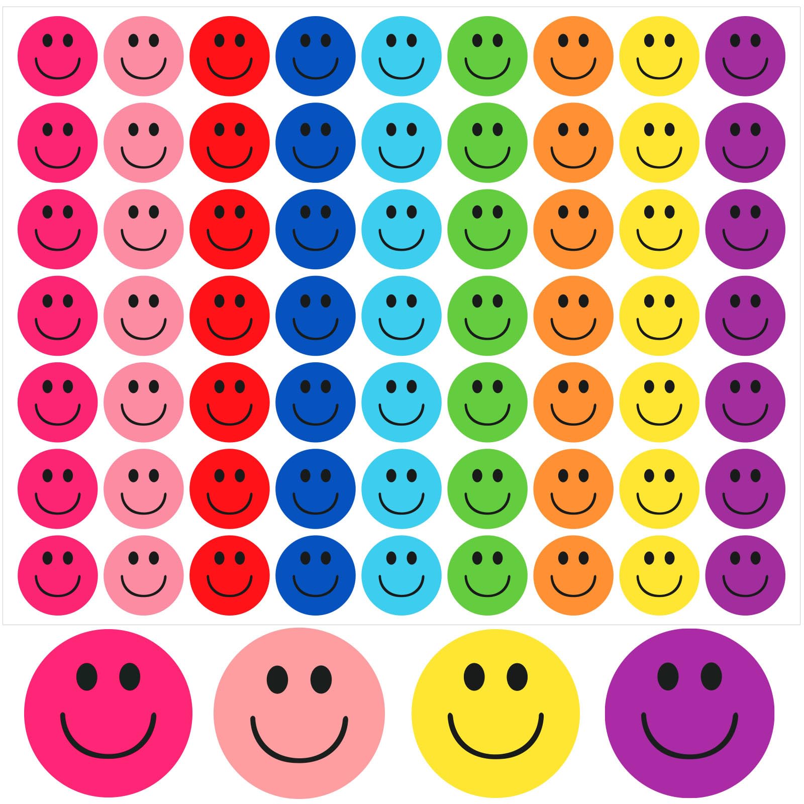 Snapklik.com : 1260 PCS Happy Smile Face Stickers 1 Inch Large Happy ...
