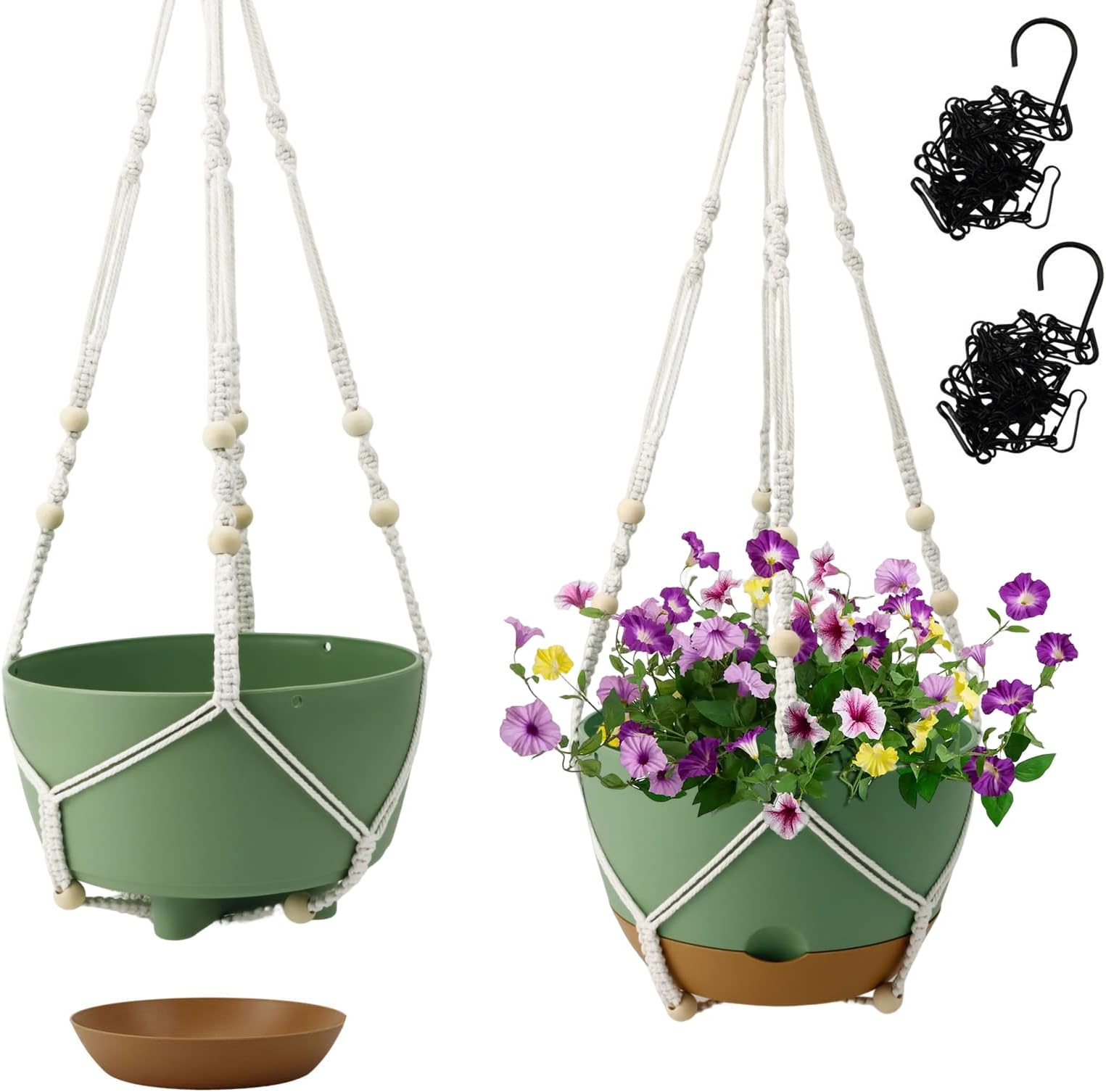 Amazon.com: Hanging Planters for Indoor Plants with lights 2 Pack ...