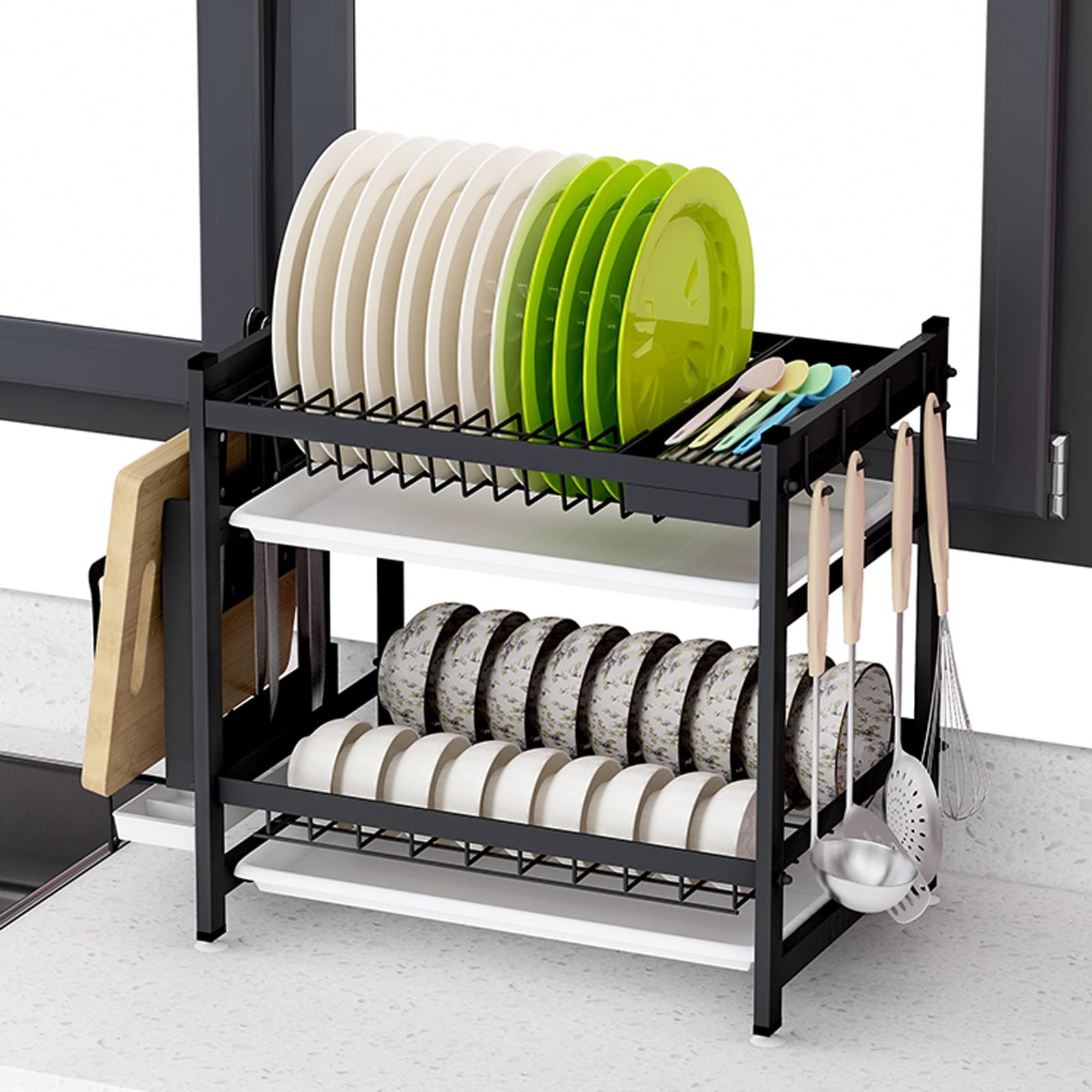 Amazon.com - HJXGQJM Dish Drainers Rack with Drip Tray, Stainless Steel ...