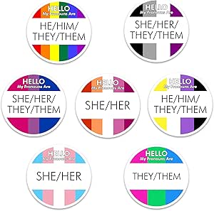 Amazon.com: Hello My Pronouns are Custom Pronoun Sticker, Personalized LGBT Pride Tag Subtle ...