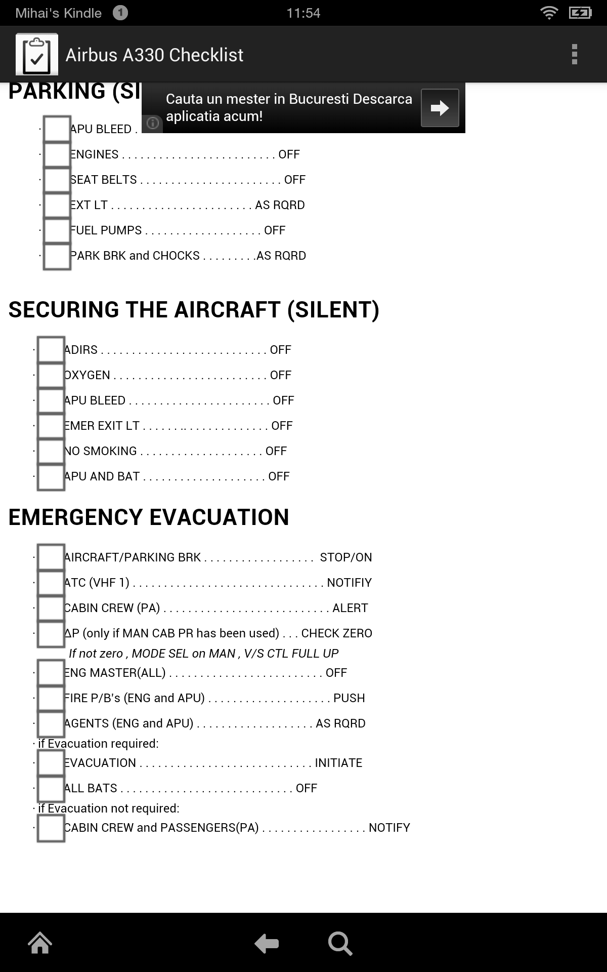Aplicación Airbus A330 Checklist en Amazon Appstore