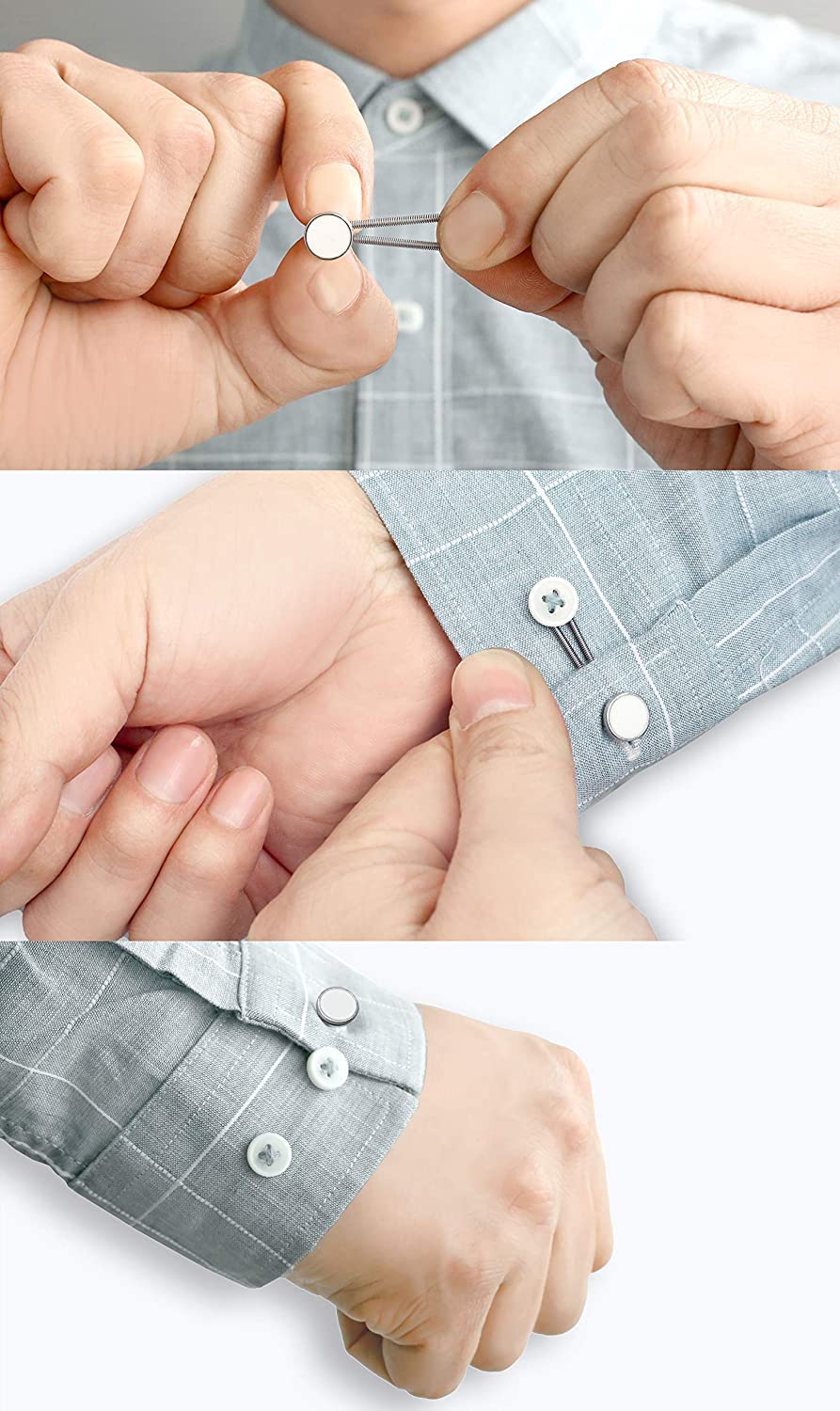 Snapklik.com : 18PCS Metal Collar Buttons Extenders Elastic Button ...