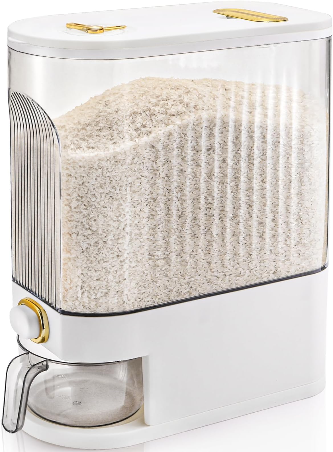 Amazon.com: HBlife Glass Rice Dispenser with Wooden Stand Flour and ...