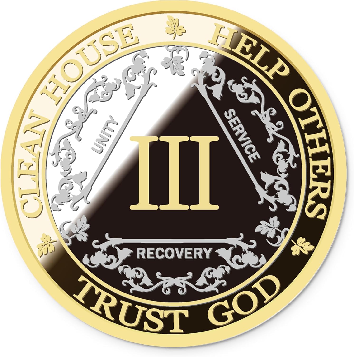 Amazon.com: Silver & Gold 1-10 Years Alcoholics Anonymous Medallion AA ...