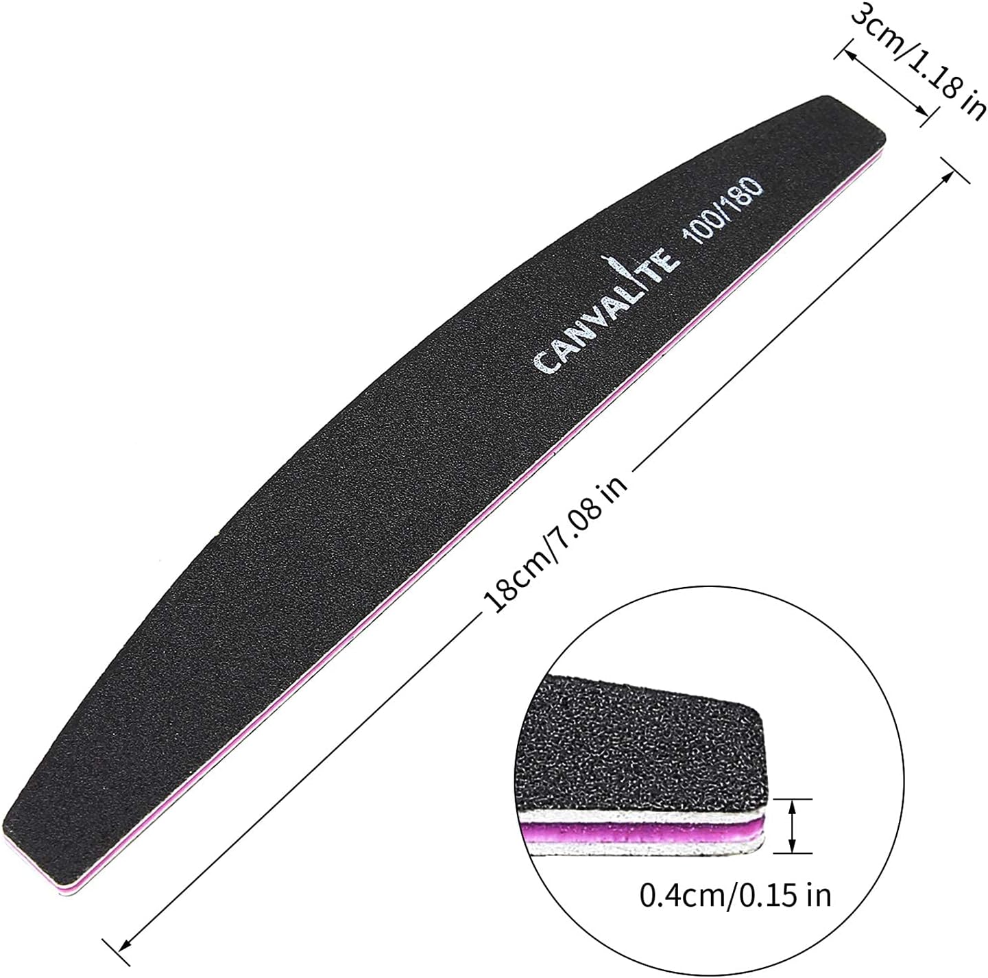 10 PCS Professional Nail Files Double Sided Emery Board Nail Files 100/ ...