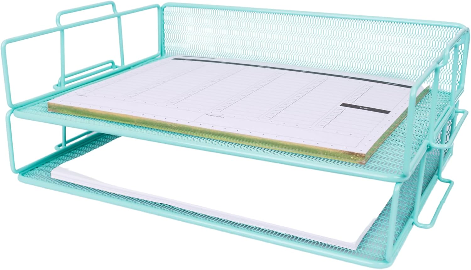 Amazon.com: BLU MONACO Aqua Mesh Paper Tray – Set of 2 Stackable Letter ...