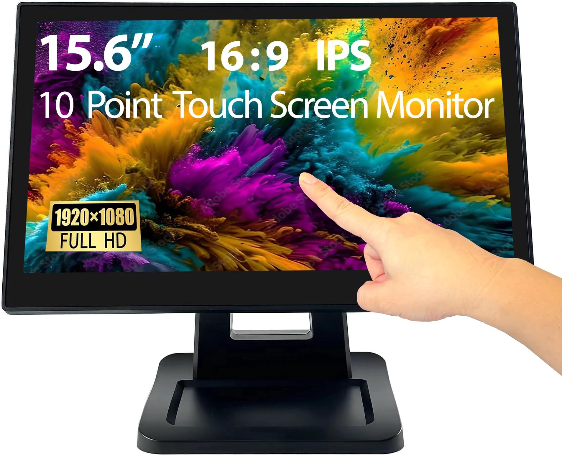 Amazon.com: 15.6 Inch 1920 x 1080 FHD IPS Touchscreen POS Monitor with ...