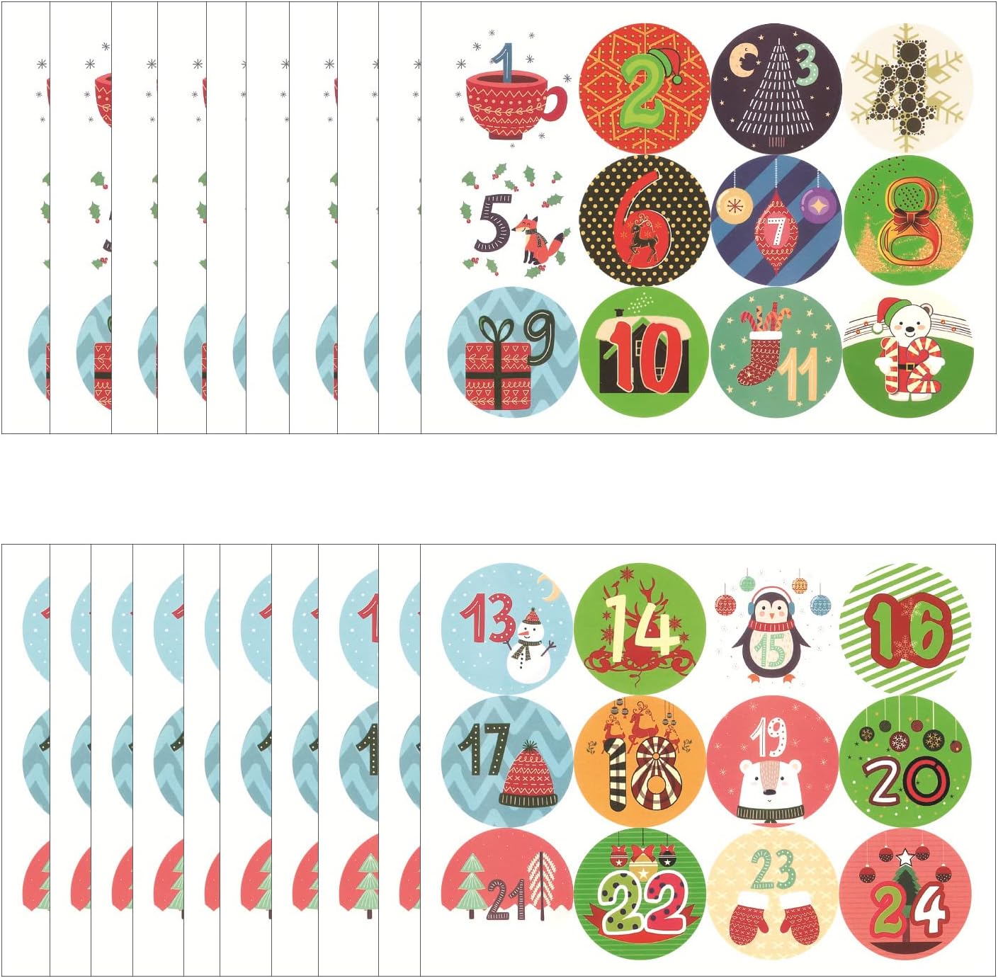 Amazon.com: 20 Sheets Christmas Advent Calendar Numbers Sticker,1-24 ...