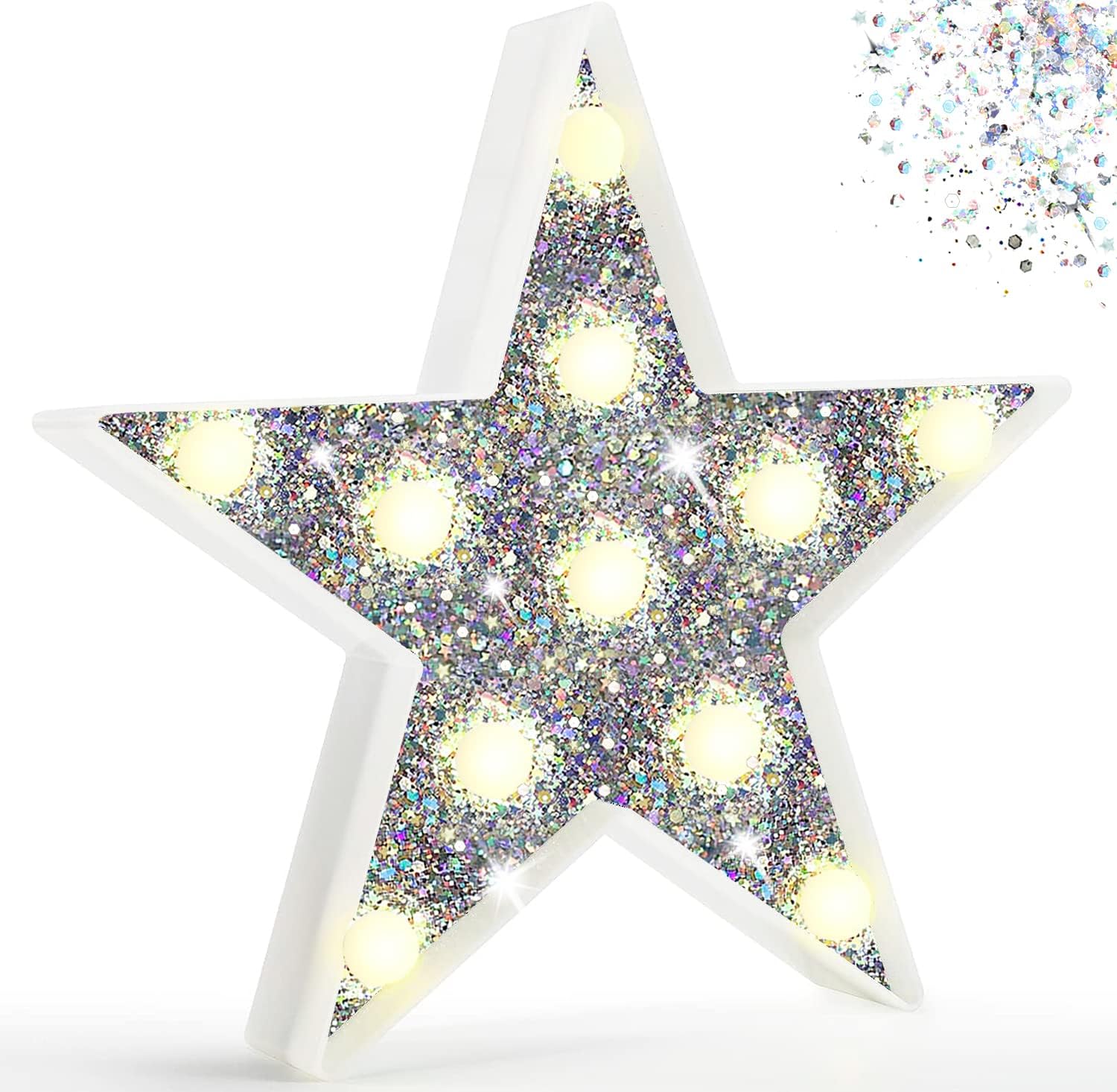 Amazon.com: Pooqla Star Marquee Lights, Glitter LED Light Up Stars ...