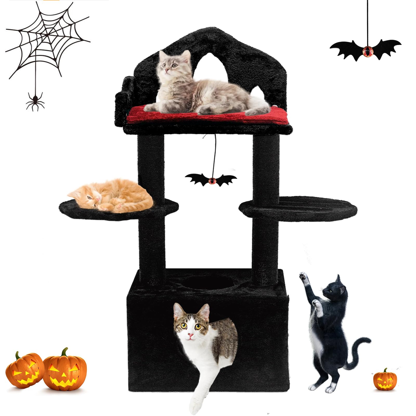 Amazon.com : Gothic Cat Tree, 48in Black Cat Tree with Throne Bed, Cat ...