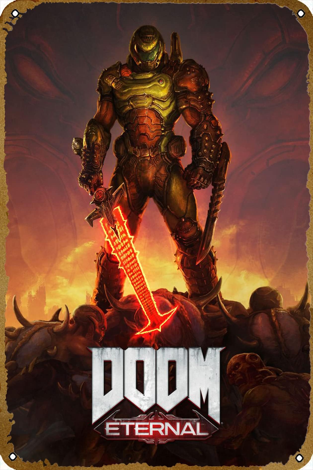 Amazon.com : The DOOM Slayer Logo Poster Vintage Game Tin Sign Retro ...