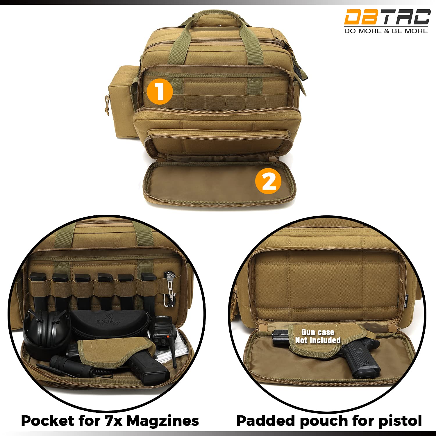 DBTAC Gun Case Bag Deluxe Middle Size | Tactical 2~4 Pistol Bag Firearm ...